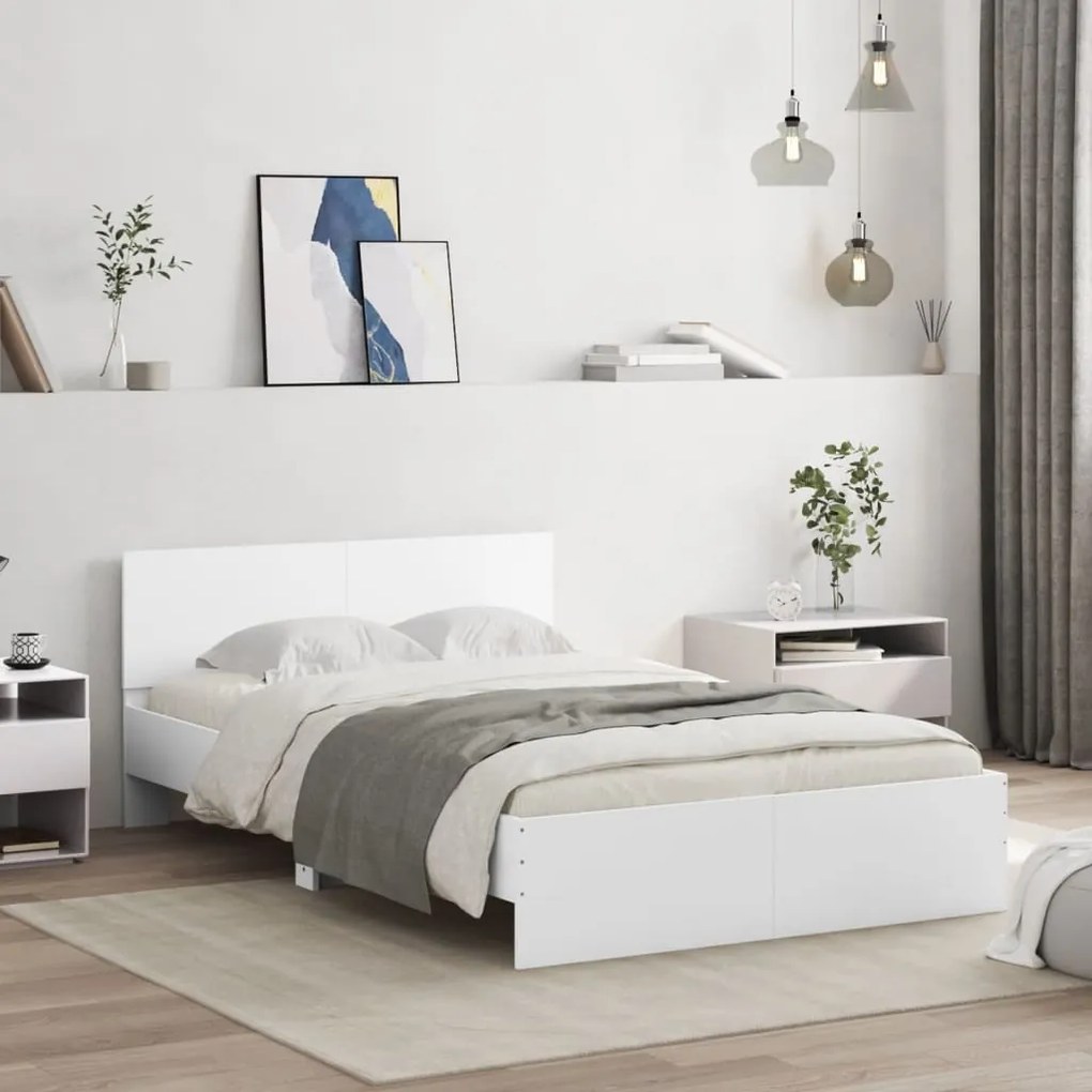 Rám postele s čelem a LED osvětlením bílý 135 x 190 cm 3207630