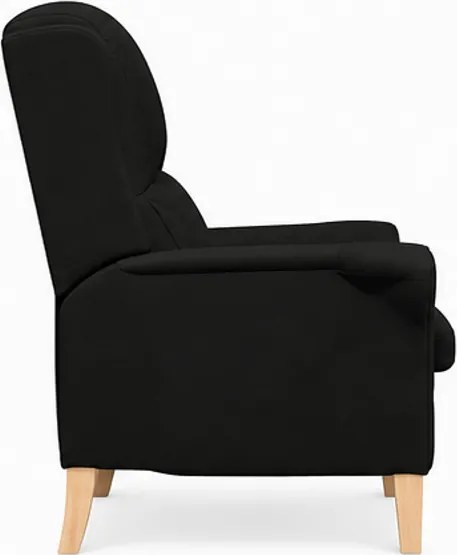 křeslo relaxační, odpočinkové, ušák, dřevo/textil, 101x95x75 cm, přírodní/černá, Dekorino KR20260036