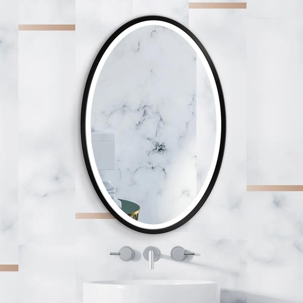 Zrcadlo Nordic Oval Black LED Rozměr: 50 x 70 cm