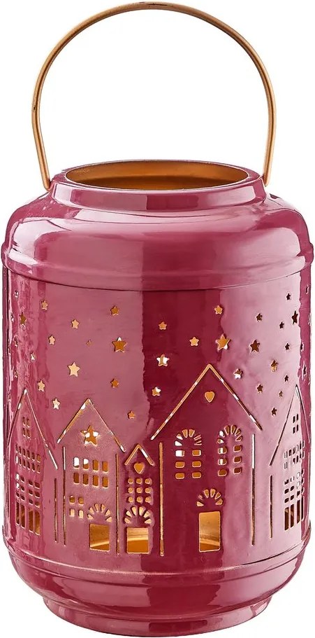 COZY HOME Lucerna kovová 23 cm - tm. růžová