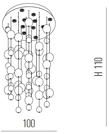 Metal Lux 251.090.01 Bolero, luxusní závěsné svítidlo, 60 kuliček čirého skla, 12x10W GU10, prům. 100cm, délka závěsu: 110cm