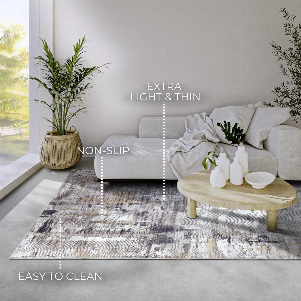 Kusový koberec Imagination New 106037 Anthracite/Gold z kolekcie Elle, 120x160, šedá, obývacia izba, ELLE Decoration