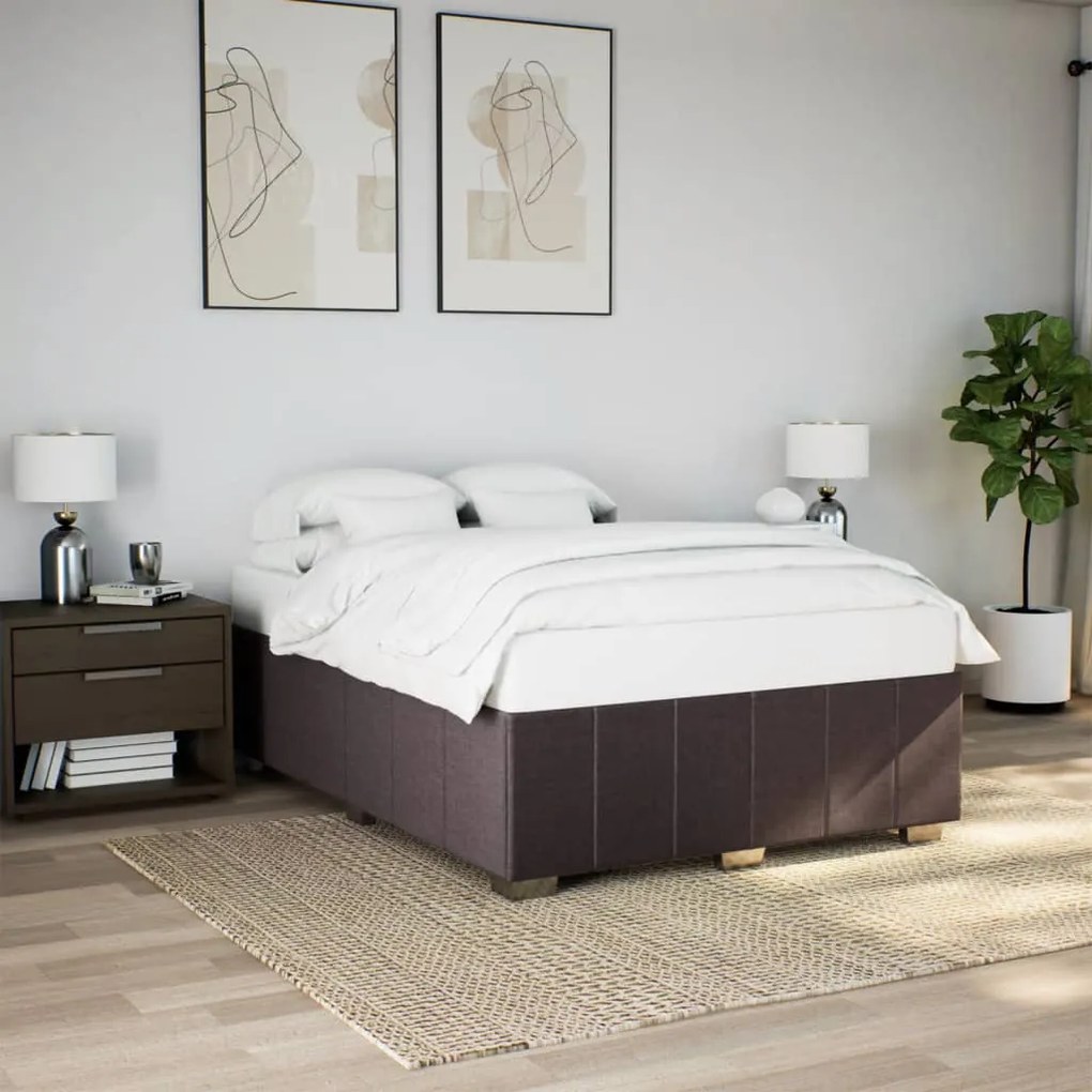 Rám postele bez matrace tmavě hnědý 140 x 200 cm textil 3284842