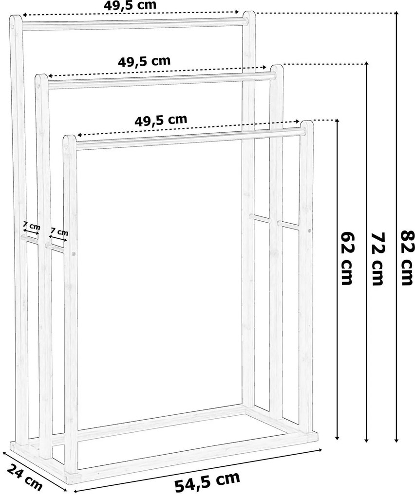 Bambusový věšák na ručníky BRANDO hnědý