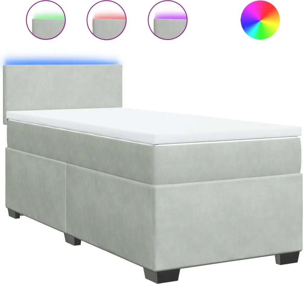 Box spring postel s matrací světle šedá 90x190 cm samet 3288480