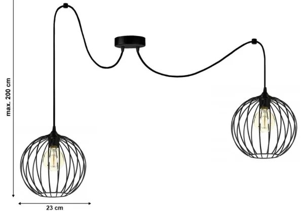Lustr na lanku MATT 2xE27/60W/230V pavouk