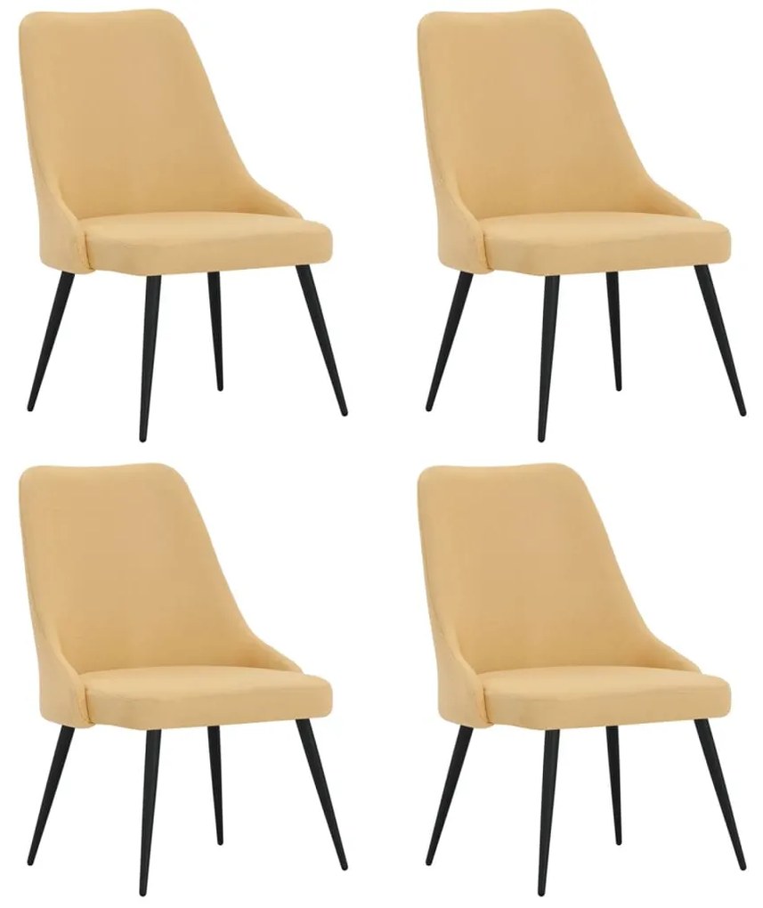 3090154 vidaXL Jídelní židle 4 ks žluté textil