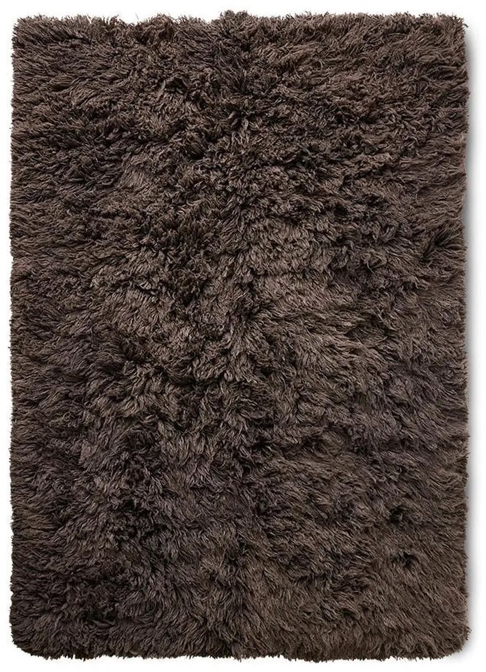 Hnědý nadýchaný vlněný koberec Fluffy rug espresso - 200*300 cm