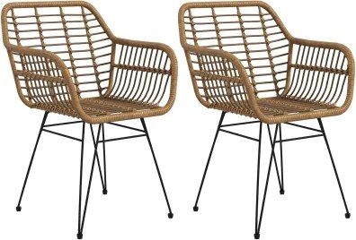 HOMCOM 2 ks židlí v Boho stylu, kuchyňské židle, PE-ratan, 56 x 60 x 79 cm, přírodní + černá