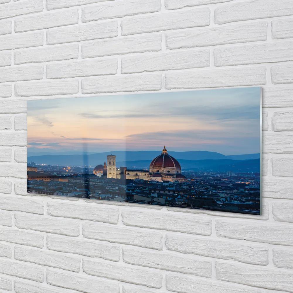 akrylový obraz Itálie katedrála panorama v noci 120x60 cm