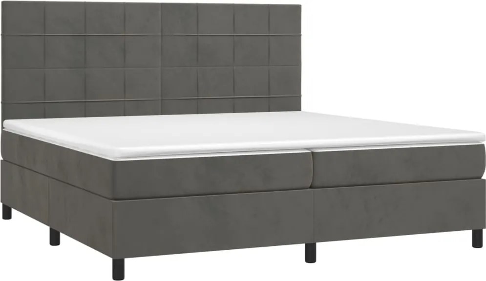 Box spring postel s matrací tmavě šedá 200x200 cm samet 3143044