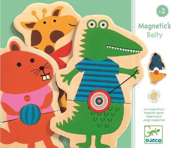 Djeco Dřevěné dvoudílné magnetky - Hravá zvířátka