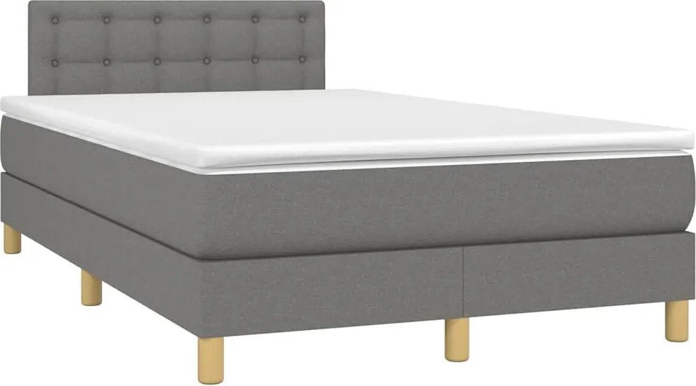 Box spring postel s matrací a LED tmavě šedá 120x200 cm textil 3134022