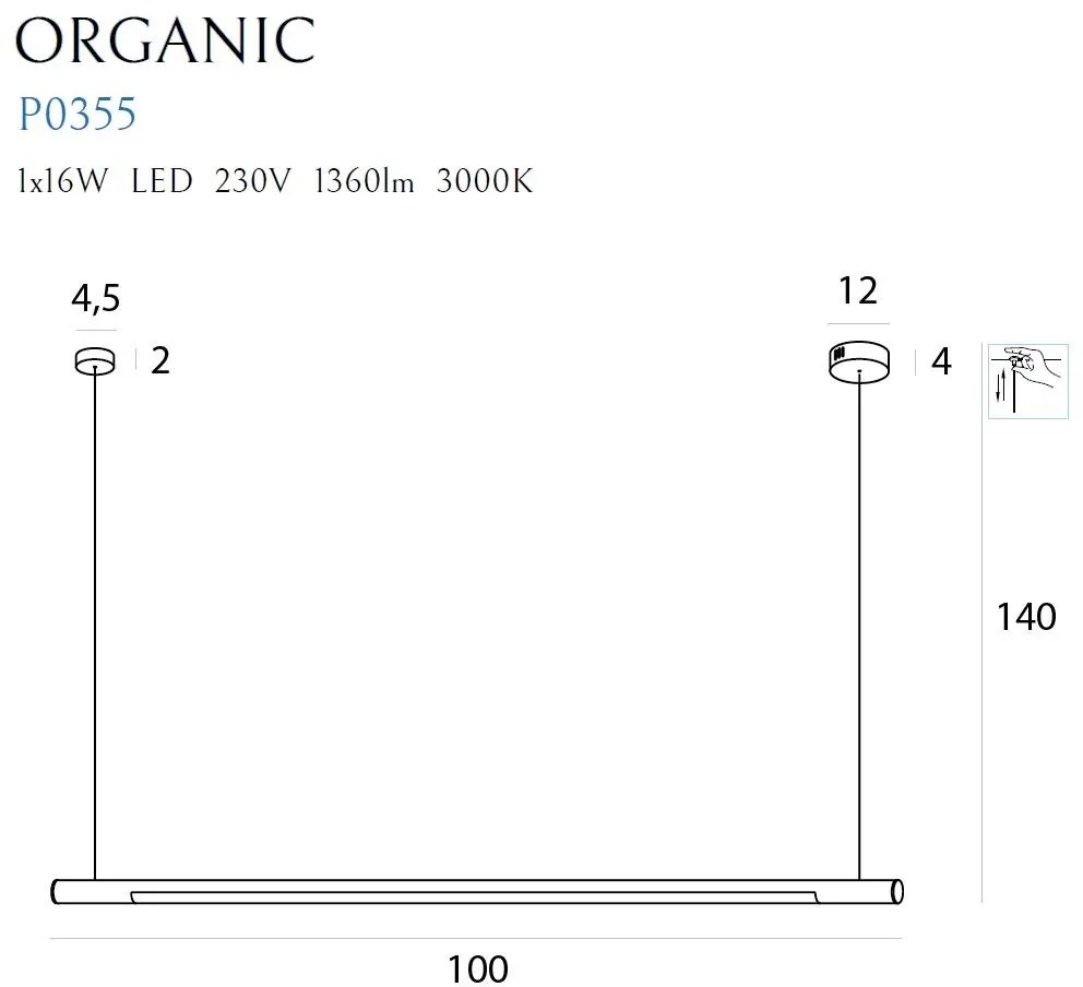 Maxlight Závěsné svítidlo Maxlight P0355 ORGANIC HORIZON 100 cm