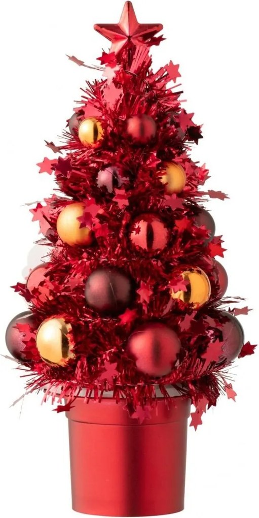 Červená vánoční dekorace stromeček s ozdobami Chrism Bauble – 10*10*20,5 cm
