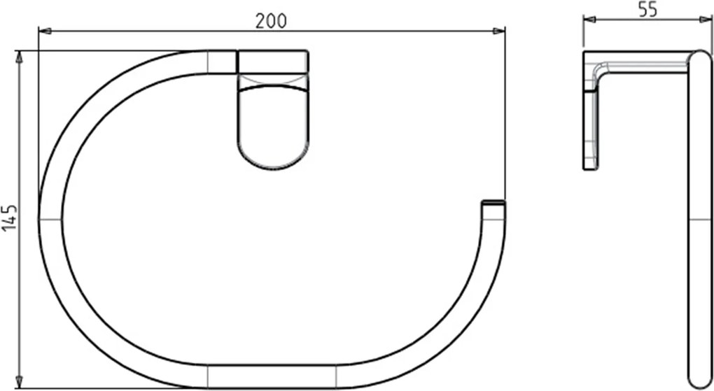 Aqualine, ZERO držák ručníků otevřený, chron, ZE006