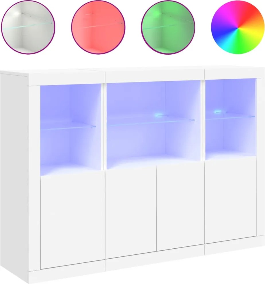 Příborníky s LED osvětlením 3 ks bílé kompozitní dřevo 3209107