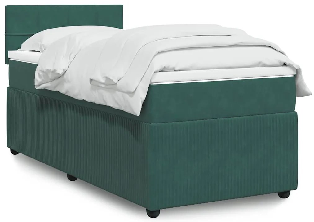 Box spring postel s matrací tmavě zelená 100x200 cm samet 3289965