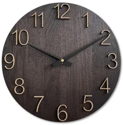 Luxusní dřevěné nástěnné hodiny Wenge s 3D číslicemi | SENTOP MAS016-OSMO-3169-heads-black
