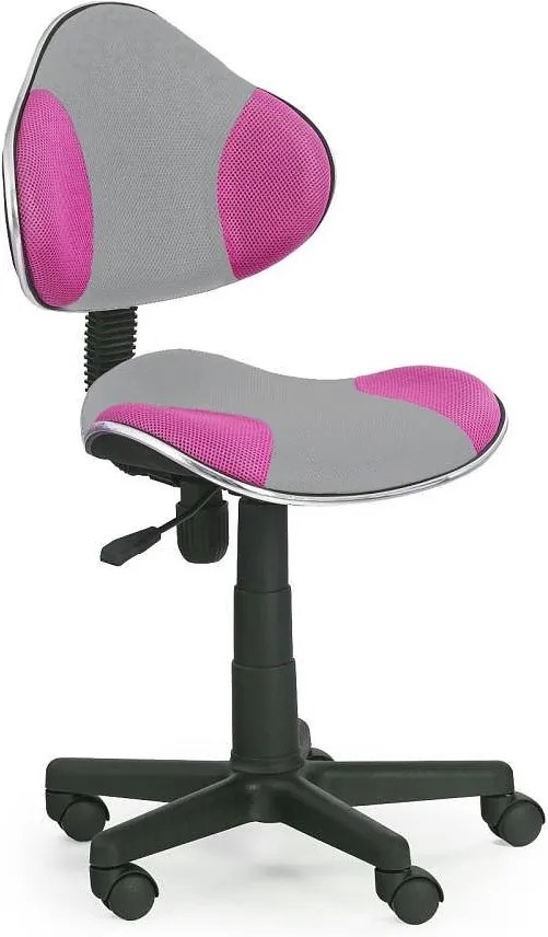 Dětská otočná židle Leli 8 - šedá / růžová, PVC + membránová tkanina, šedá / růžová