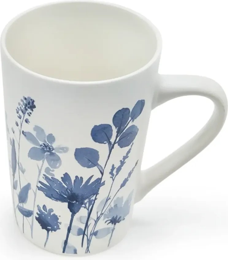 Porcelánový hrnek Modrá louka, 300 ml – akvarelový motiv divoké louky, matný povrch