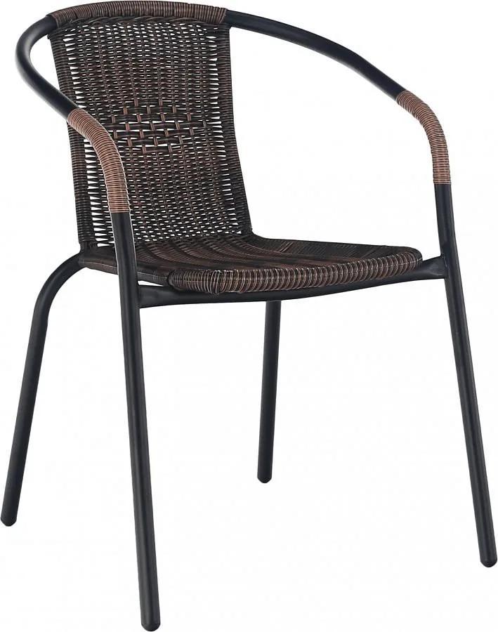 Tempo Kondela Stohovatelná zahradní židle DOREN, hnědá/černý kov