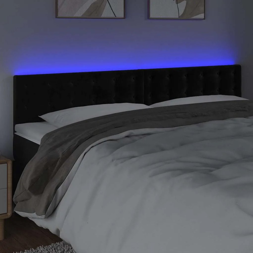 Čelo postele s LED černé 160x5x78/88 cm samet 3122102