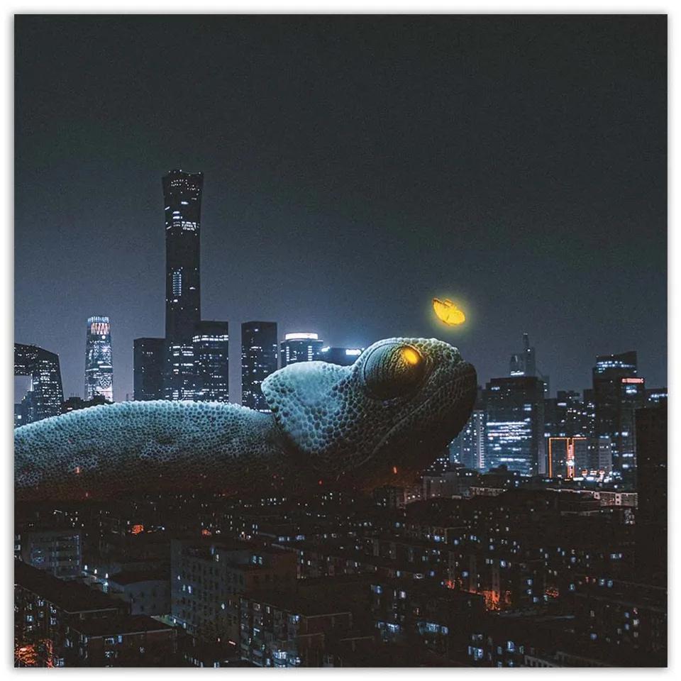 Gario Obraz na plátně Chameleon ve městě - Zehem Chong Rozměry: 30 x 30 cm