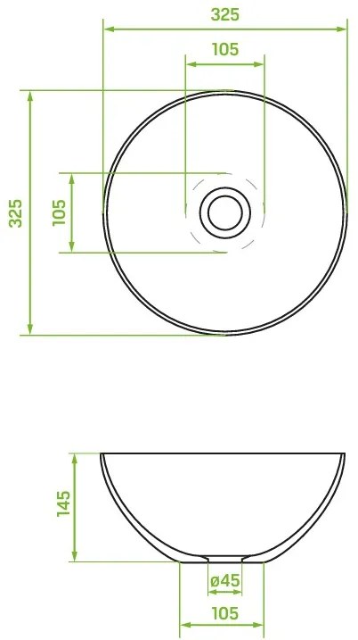 Laveo Sabi, umyvadlo na desku 325x325x145 mm, bílá lesklá, LAV-VUS_6232