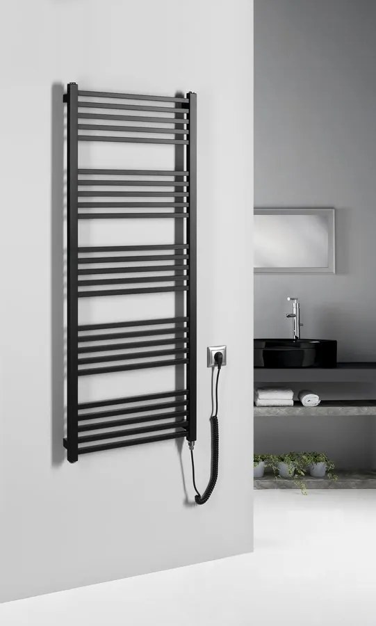 Sapho METRO-E elektrický koupelnový radiátor rovný 500 x 1340 mm 500 W černá mat ME513B