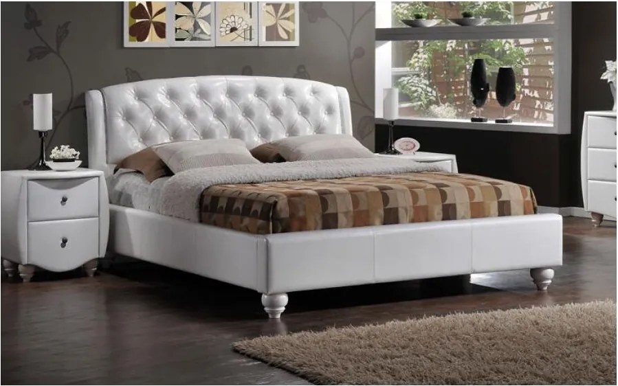 Moderní čalouněná postel CS5001, 160x200, bílá KN nábytek