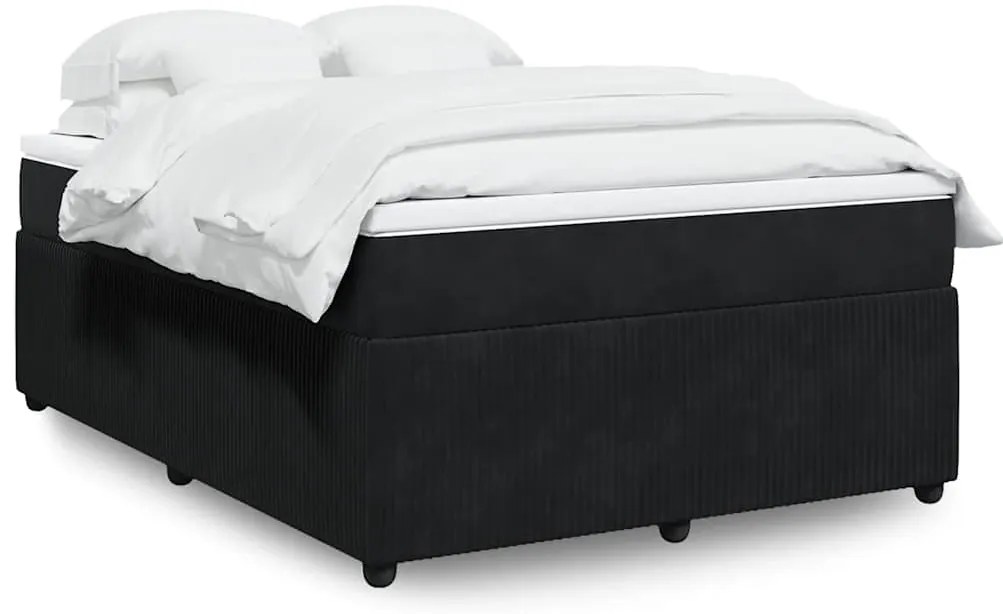 Box spring postel s matrací černá 160x200 cm samet 3285652