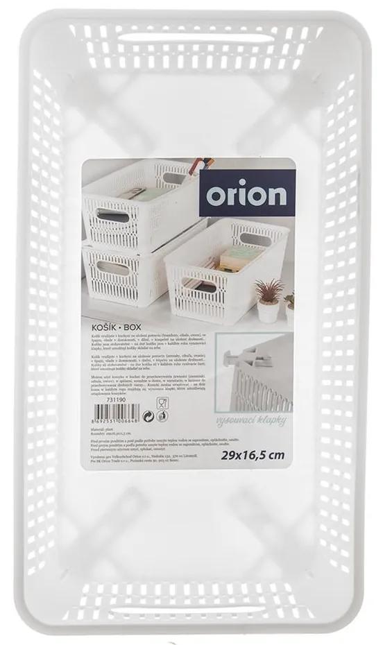 Orion M - Univerzální košík NESTA, vysunovací klapky pro stohování, bílý plast (29x17x12)