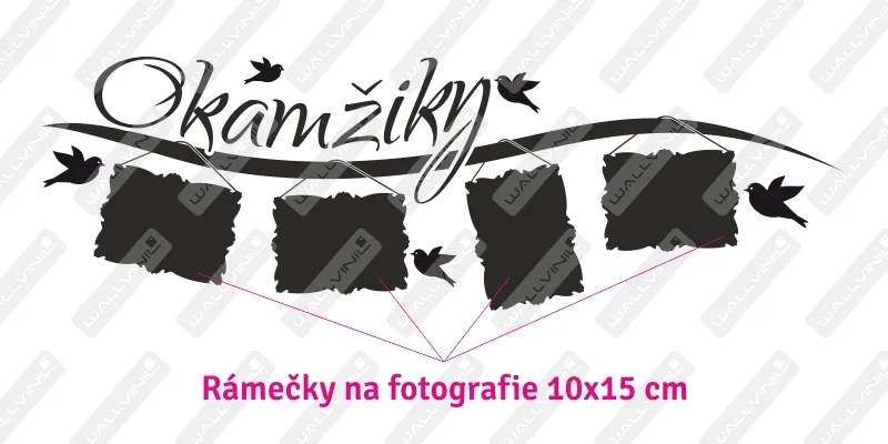 Samolepky na zeď - Okamžiky s Fotorámečky Barva: Bílá