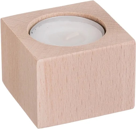 Dřevobox Svícen dřevěný pro 1 svíčku - hranatý