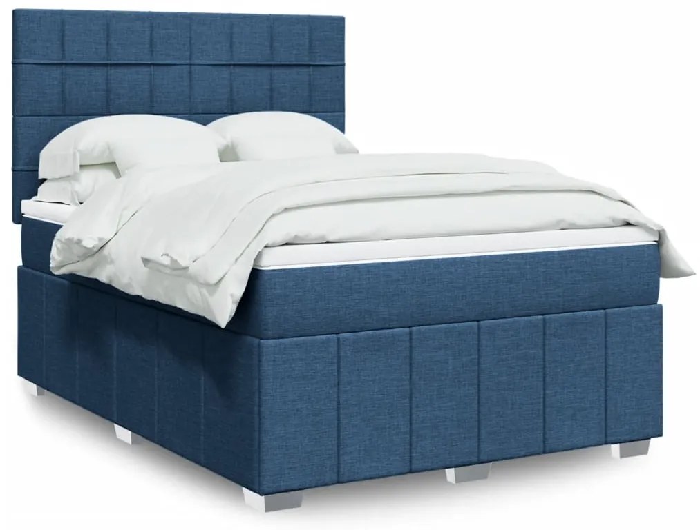 Box spring postel s matrací modrá 140x200 cm textil 3293997