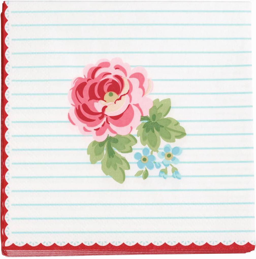 GREEN GATE Papírové ubrousky Lily white, růžová barva, papír