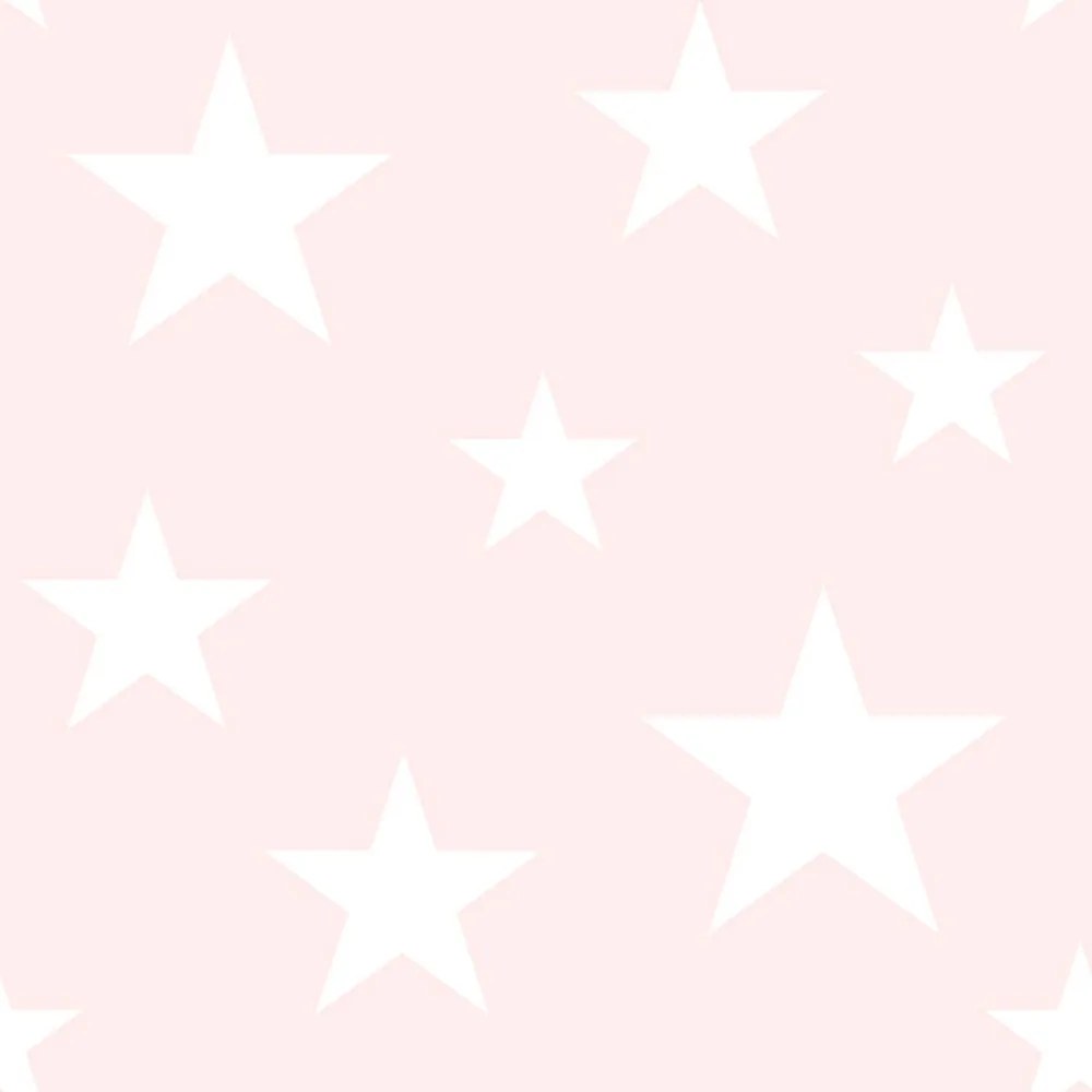 Esta Home Růžová vliesová tapeta s bílými hvězdami 138931 rozměry 0,53 x 10,05 m