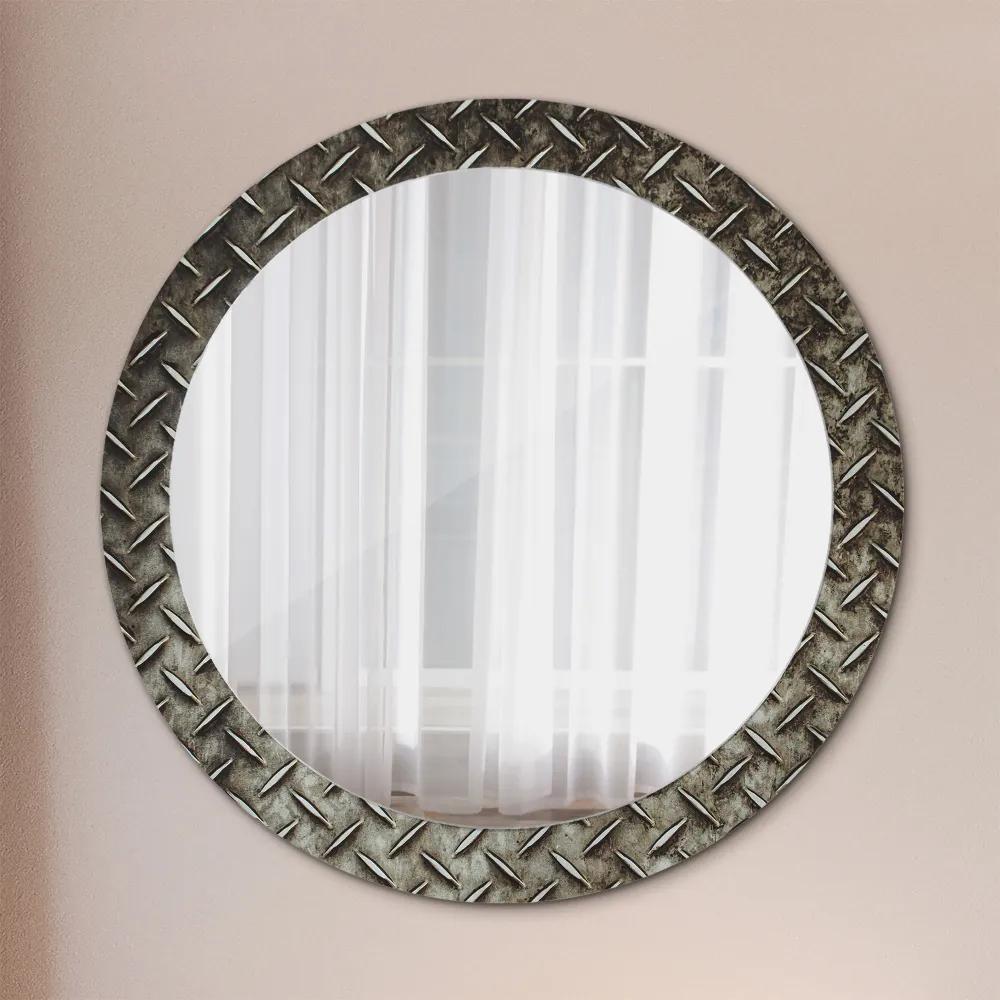 Kulaté zrcadlo s dekorem Textura oceli fi 80 cm