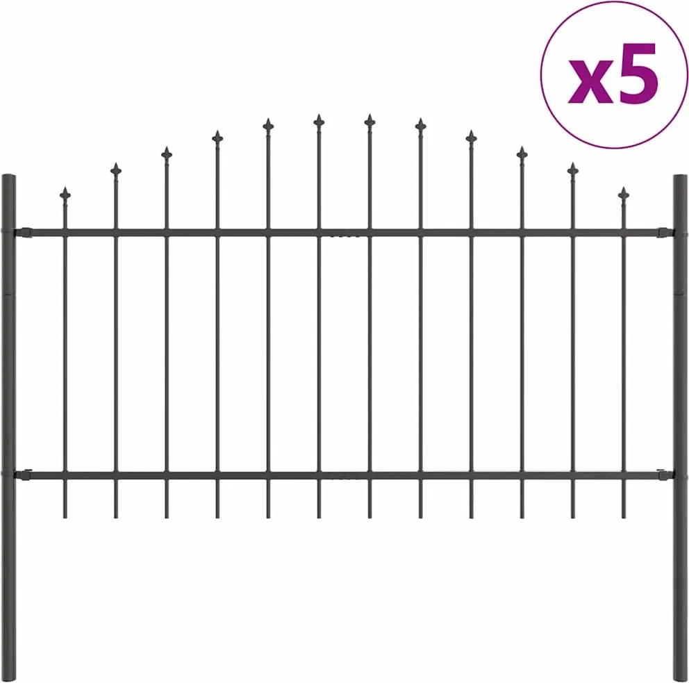 Zahradní plot WOERDEN 5 ks 170 x 140 cm Práškově lakovaná ocel 3360113