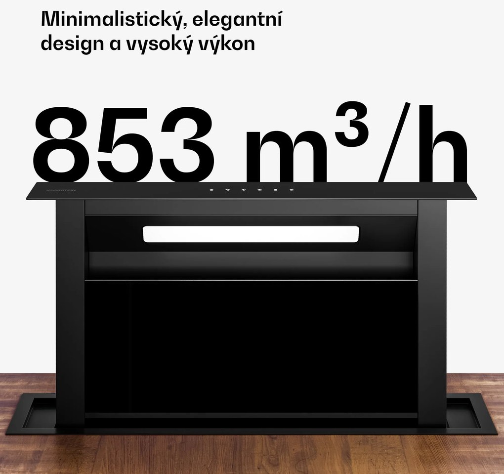 Klarstein Velaire Downdraft systém | Elegantní, minimalistický, výkonný | Třída A++ | 853 m³/h | 60 cm