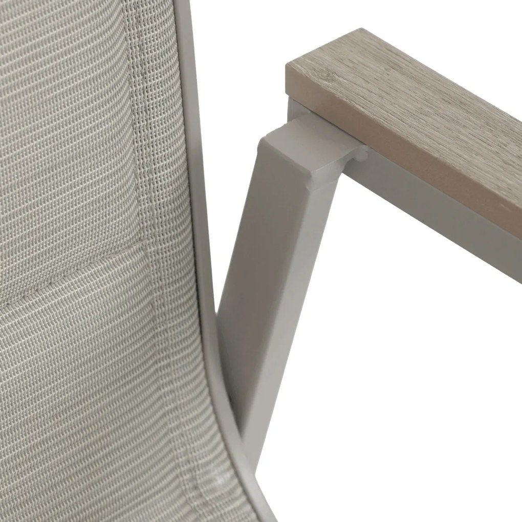 Zahradní židle FIORETTA - béžový textil, béžový hliník, dub
