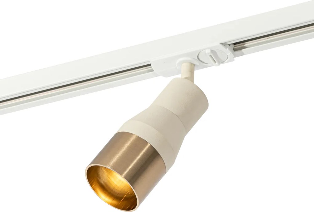 Moderní bodové svítidlo béžové se zlatou pro 1-fázový kolejnicový systém GU10 50mm - Iconic Kohua