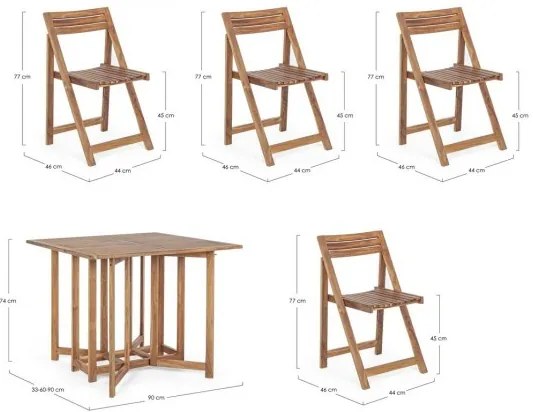 BIZZOTTO Zahradní set stolku a čtyř židlí NOEMI