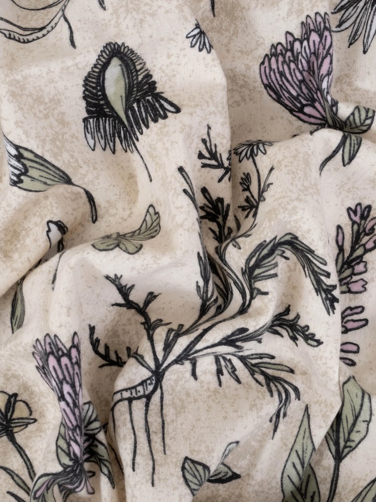 MK Lůžkoviny Prodloužené flanelové povlečení - Herbář 140 × 220 cm, 70 x 90 cm