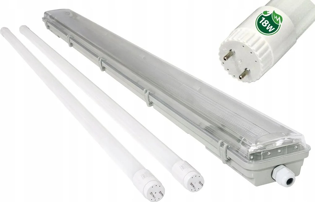 3x Hermetické svítidlo + 6x LED trubice 120cm 4000K