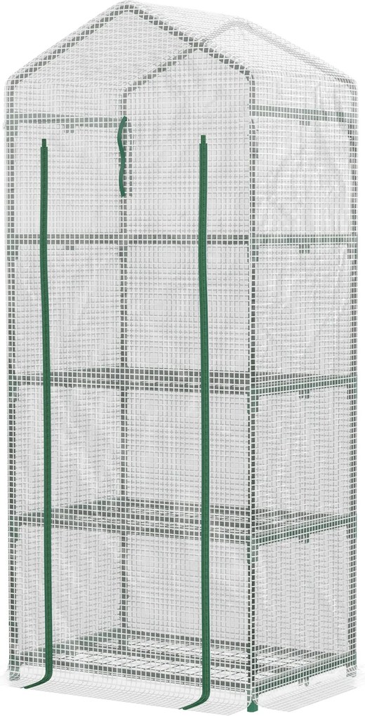 Outsunny skleník se policemi, zimní skleník z oceli, skleník pro balkon, zahradu, 70x50x160cm, skleník na rajčata pro zeleninu, květiny, rostliny, bíl