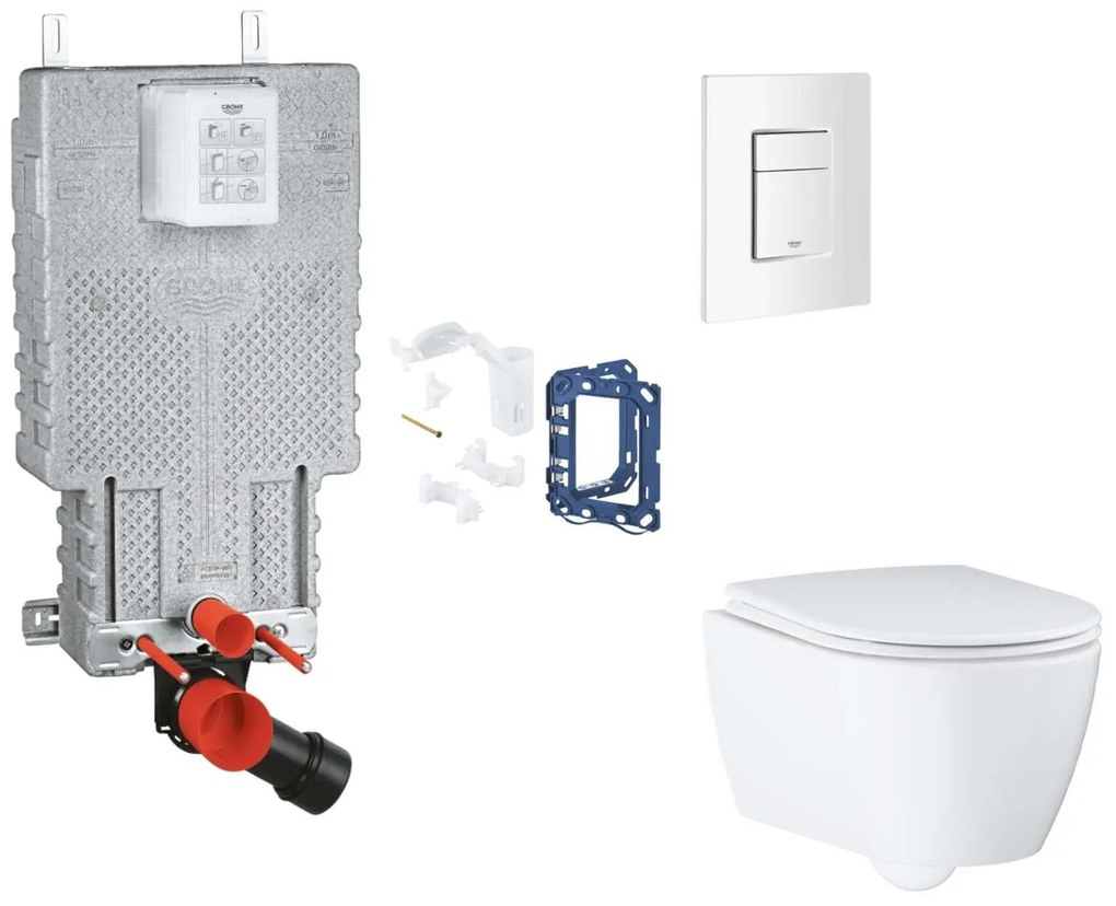 Grohe Uniset - Set předstěnové instalace, klozetu, sedátka SoftClose, tlačítka Skate Cosmopolitan a sady pro vhazování tablet, alpská bílá SANI15BB3126