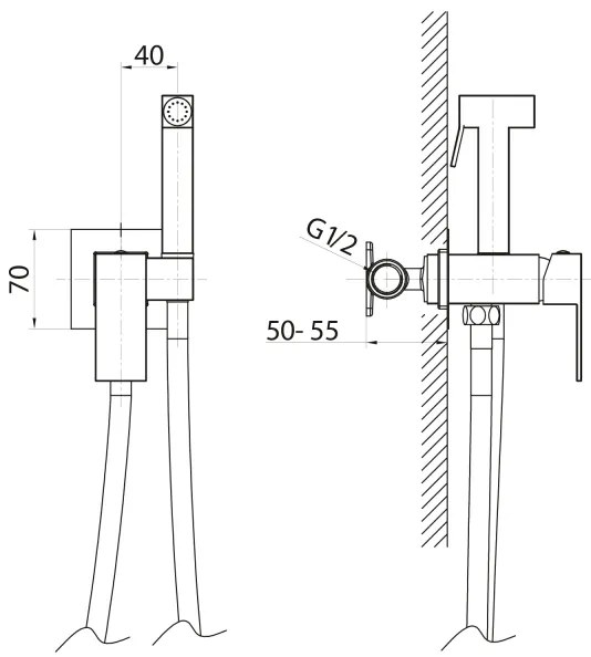 Sapho - Bidetová baterie se sprškou pro podomítk instalaci CUBEMIX matná zlatá