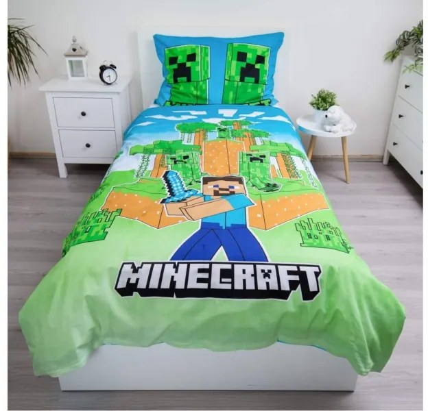 Jerry Fabrics Povlečení Minecraft Jungle Fight svítící efekt 140x200, 70x90 cm